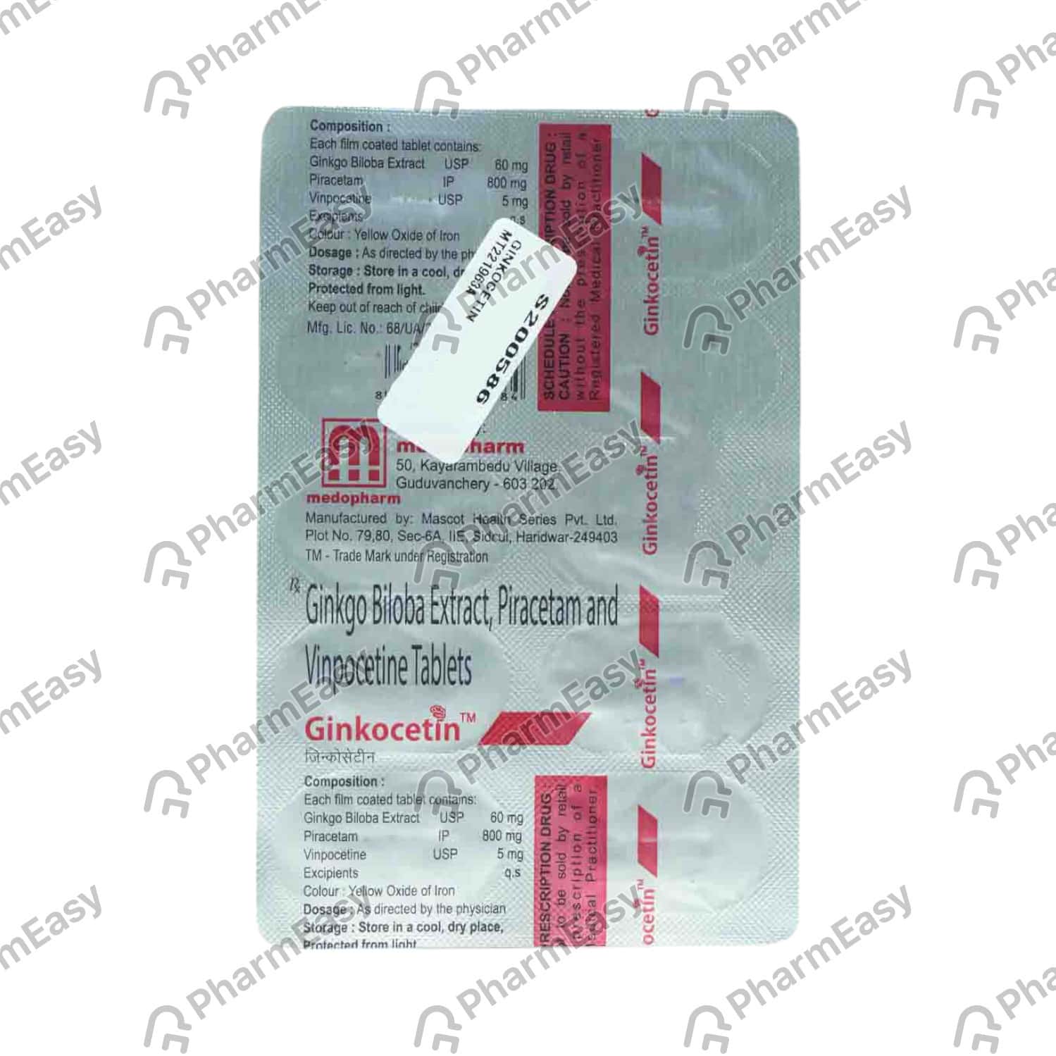 Buy Ginkocetin Strip Of 10 Tablets Online & Save Up to 24% at PharmEasy