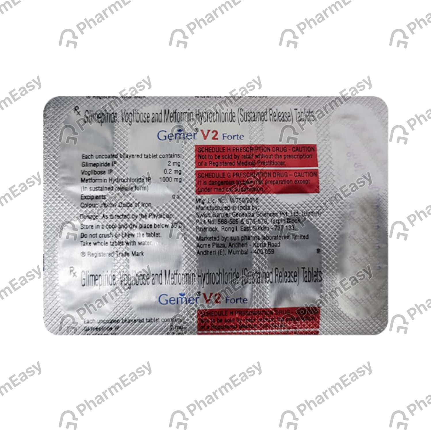 Gemer V 2mg Forte Strip Of 10 Tablets: Uses, Side Effects, Price & Dosage | PharmEasy