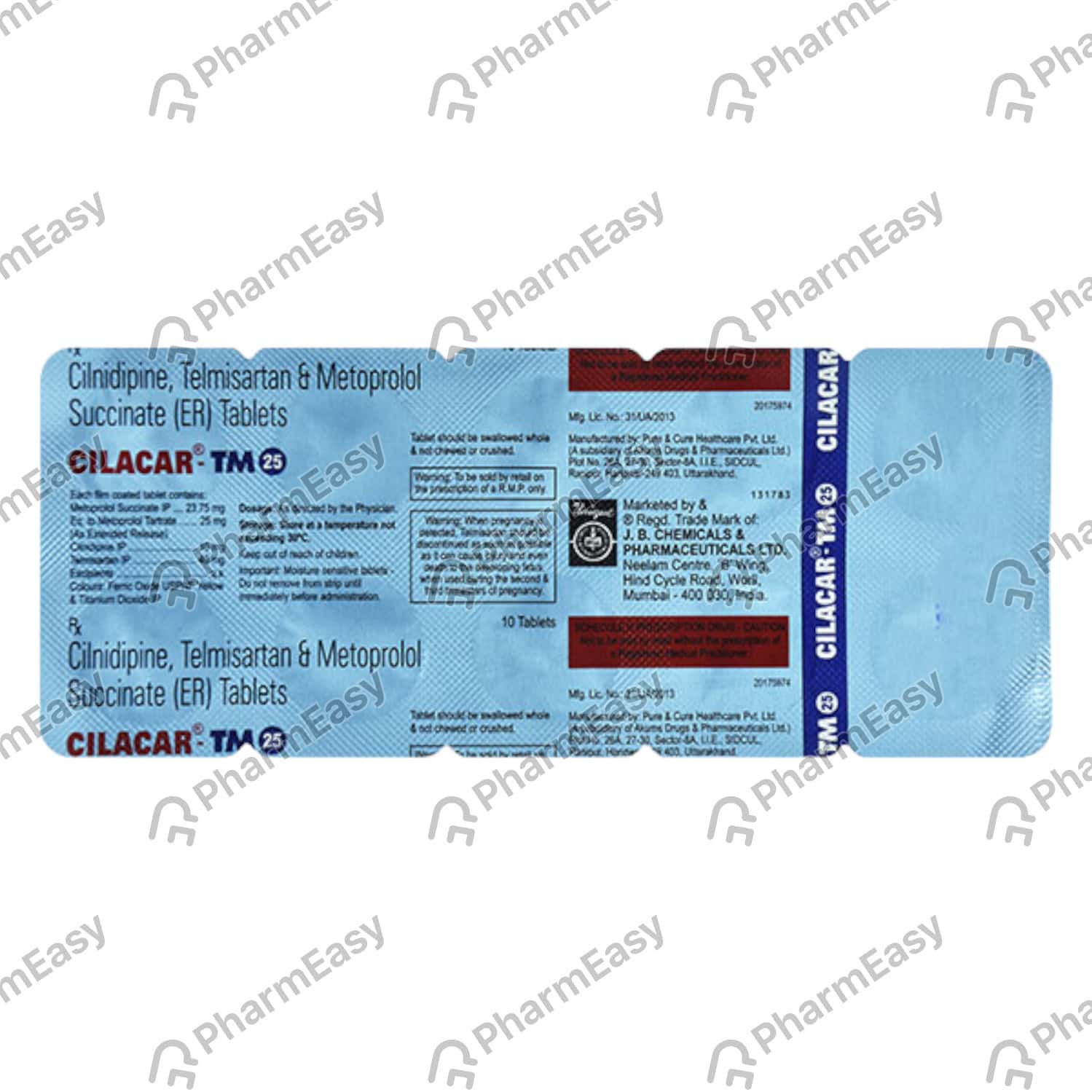Cilacar Tm 25mg Strip Of 10 Tablets: Uses, Side Effects, Price & Dosage | PharmEasy