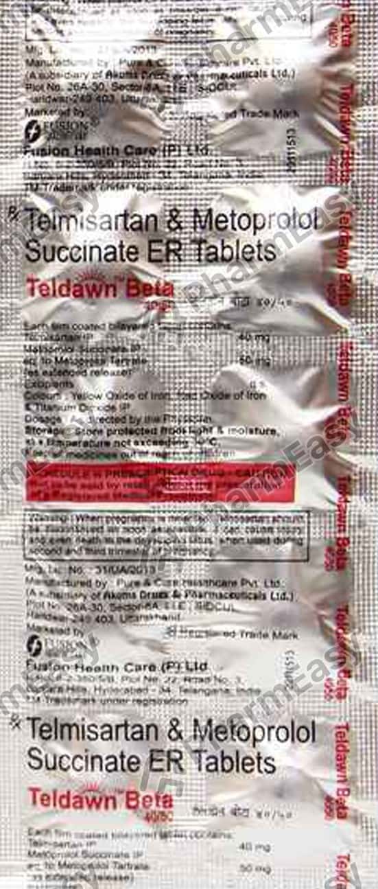 Teldawn Beta 40/50mg Strip Of 10 Tablets: Uses, Side Effects, Price ...