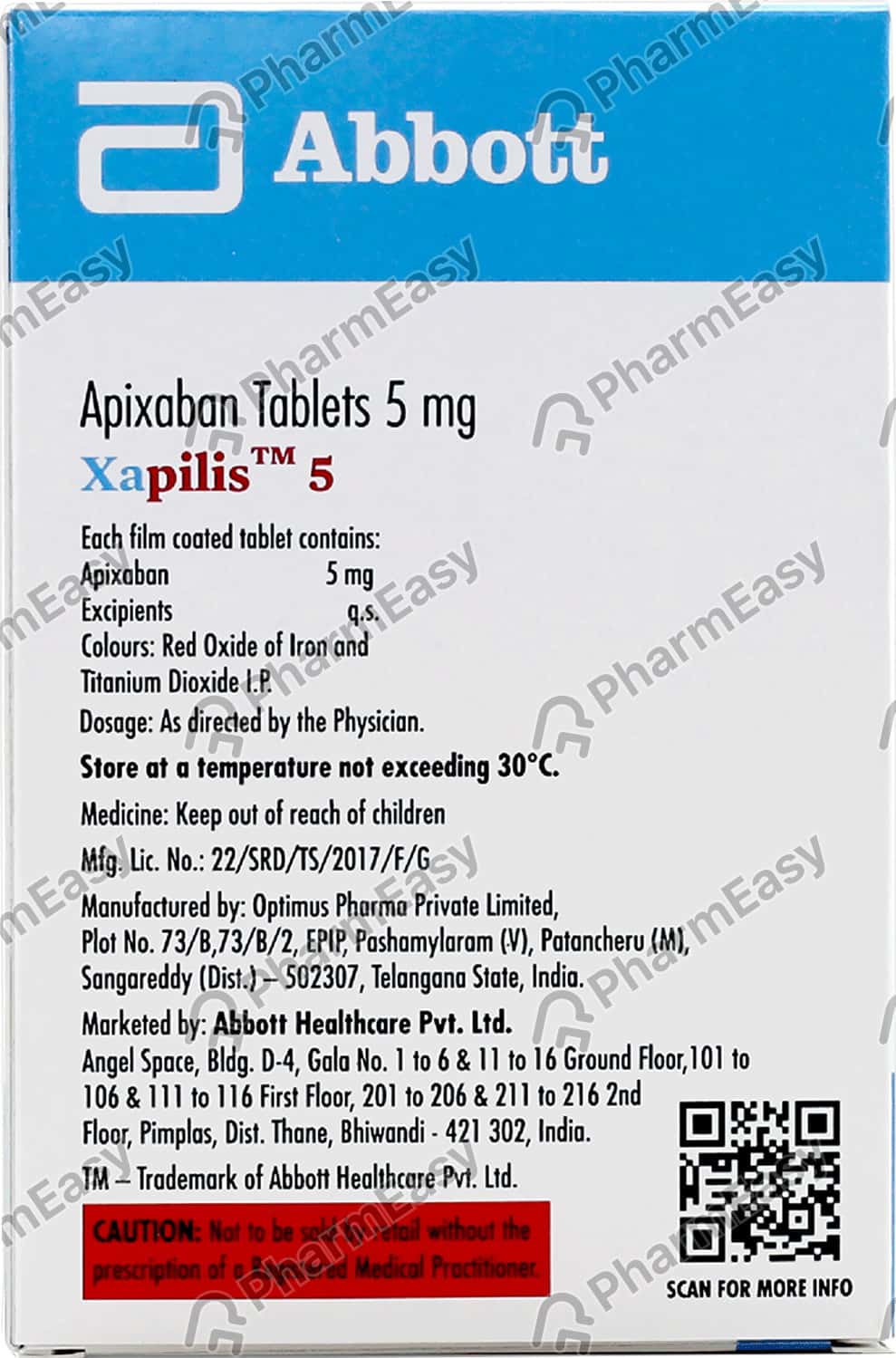 Buy Xapilis 5 MG Tablet (14) Online at Flat 15% OFF | PharmEasy