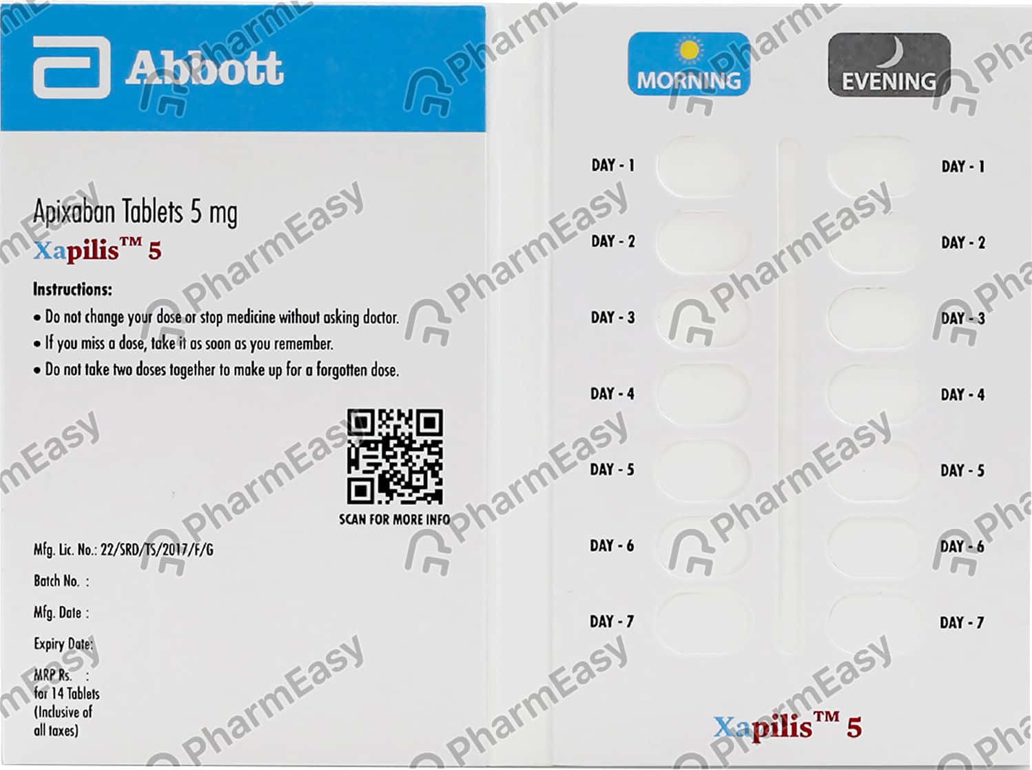 Buy Xapilis 5 MG Tablet (14) Online at Flat 15% OFF | PharmEasy