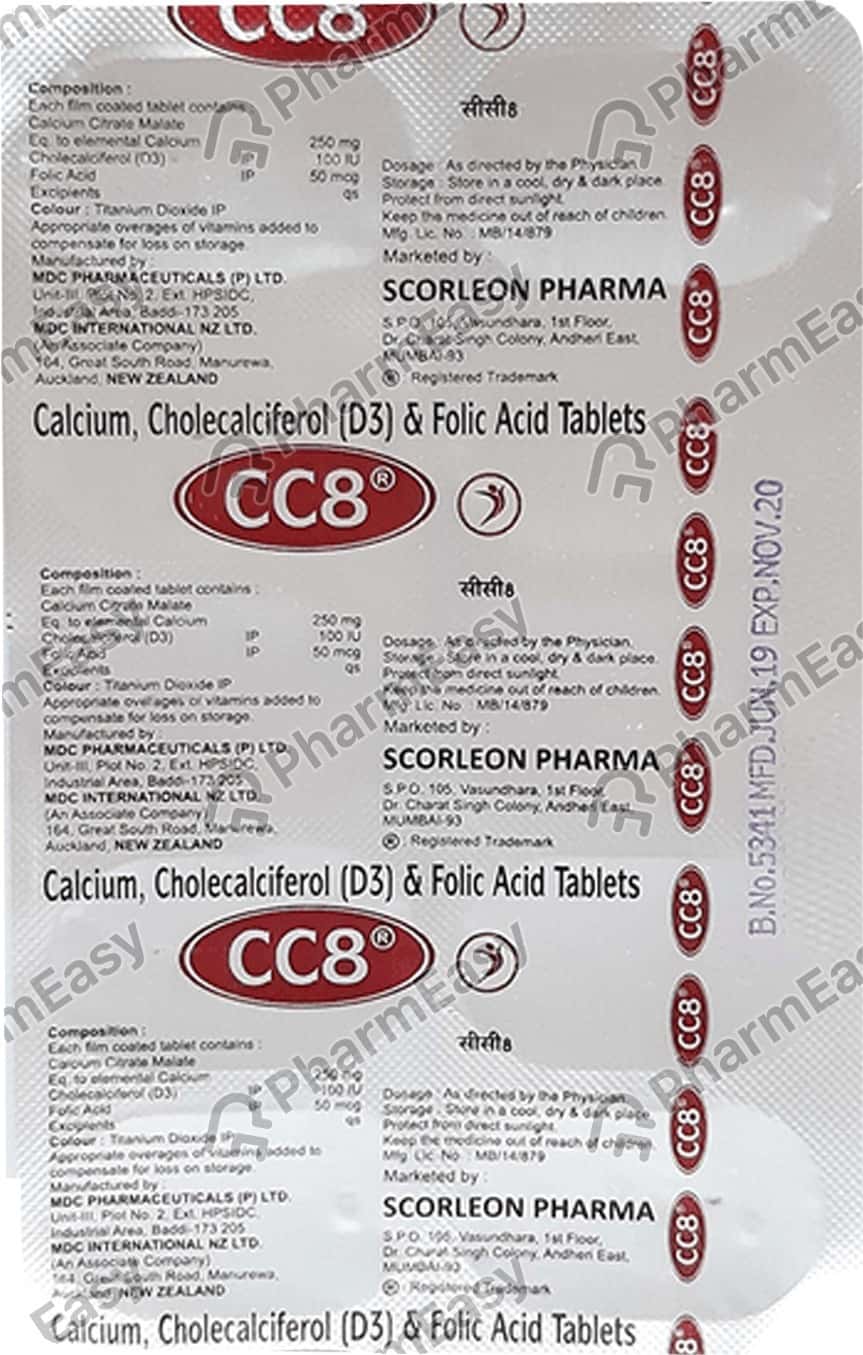 Buy Cc 8 Strip Of 10 Tablets Online at Flat 15% OFF | PharmEasy