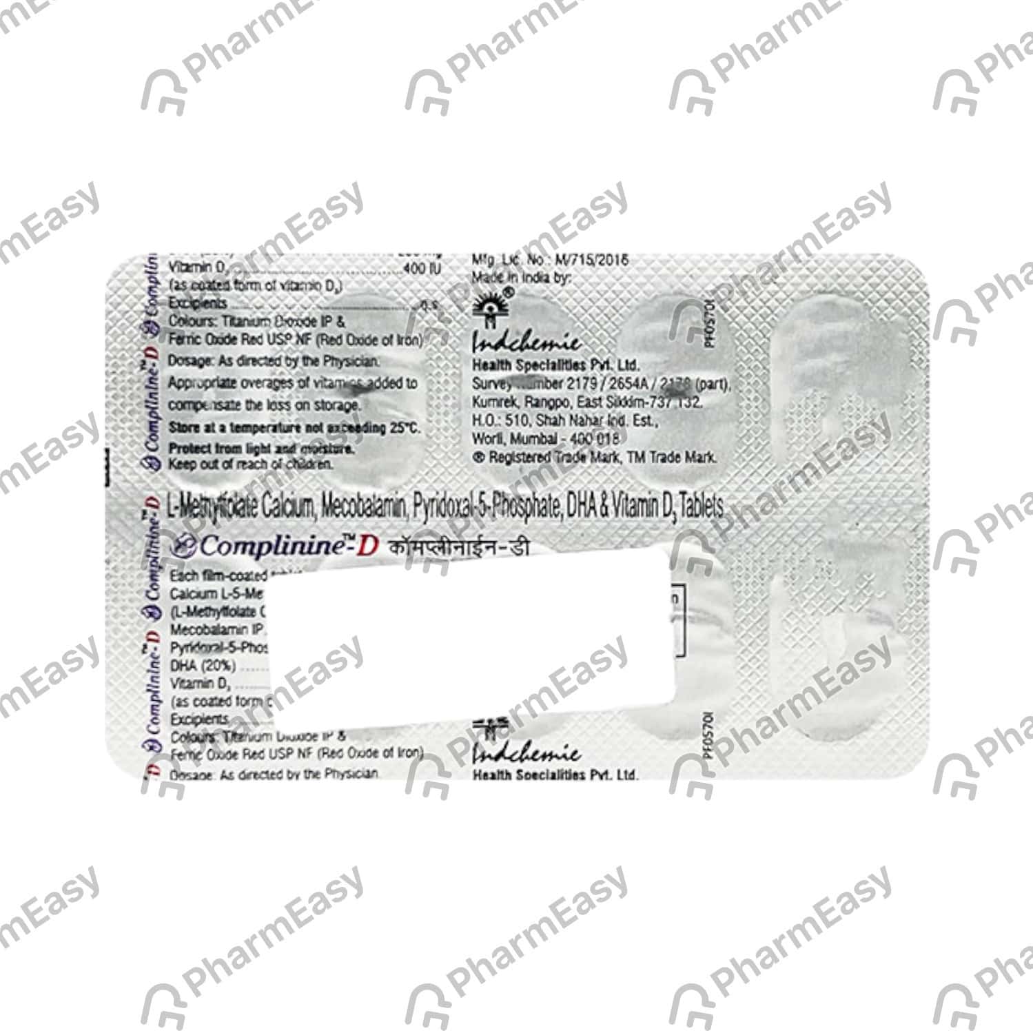 Buy Complinine D Strip Of 10 Tablets Online & Save Up to 24% at PharmEasy