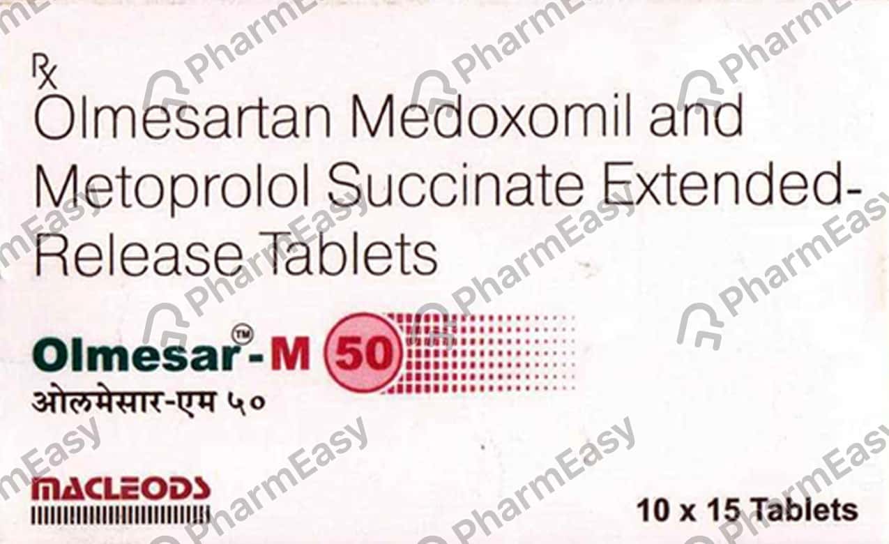 Olmesar M 50mg Strip Of 15 Tablets: Uses, Side Effects, Price & Dosage ...