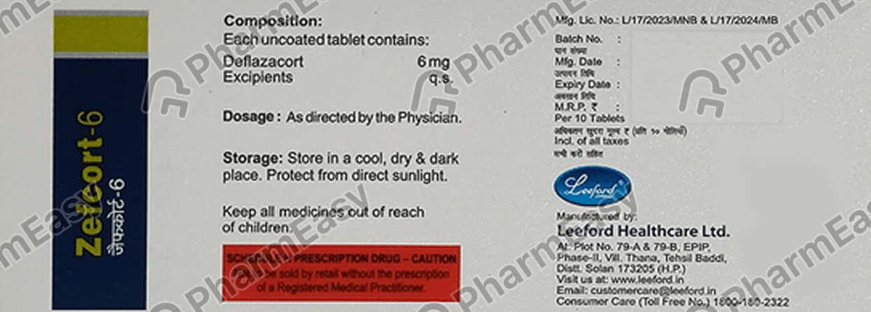 Zefcort 6 MG Tablet (10): Uses, Side Effects, Price & Dosage | PharmEasy