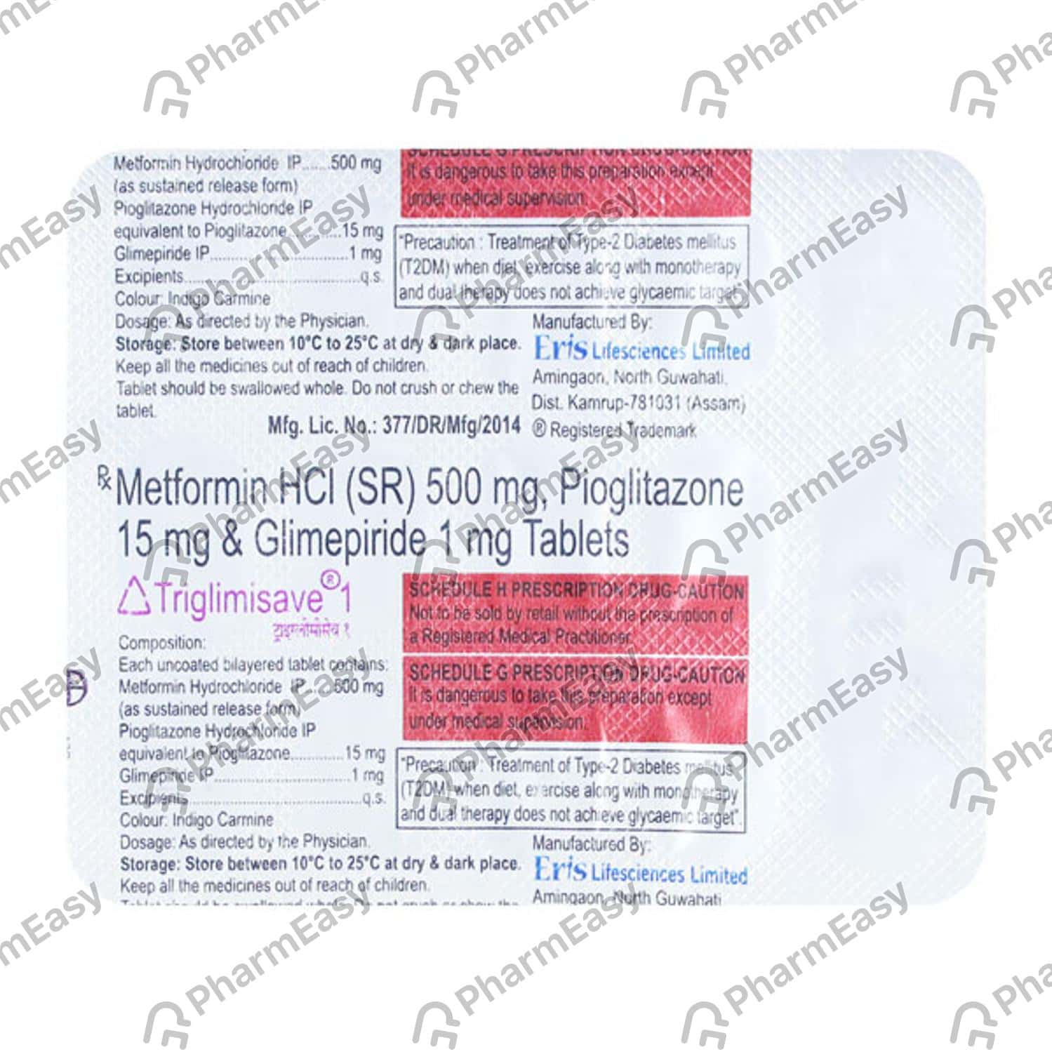 Triglimisave 1mg Strip Of 15 Tablets: Uses, Side Effects, Price ...