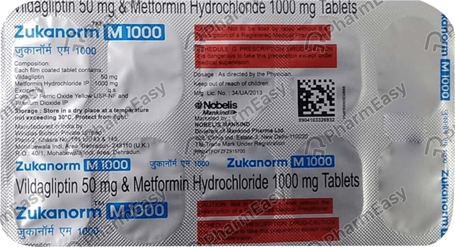 Zukanorm M 50/1000mg Strip Of 10 Tablets: Uses, Side Effects, Price ...