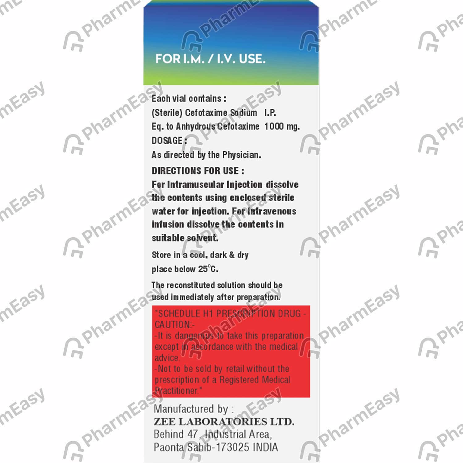 Buy Seftoxim 1000 MG Powder For Injection (1) Online at Flat 15% OFF ...