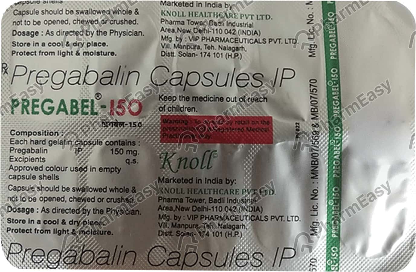 Pregabel 150 MG Capsule (10): Uses, Side Effects, Price & Dosage ...