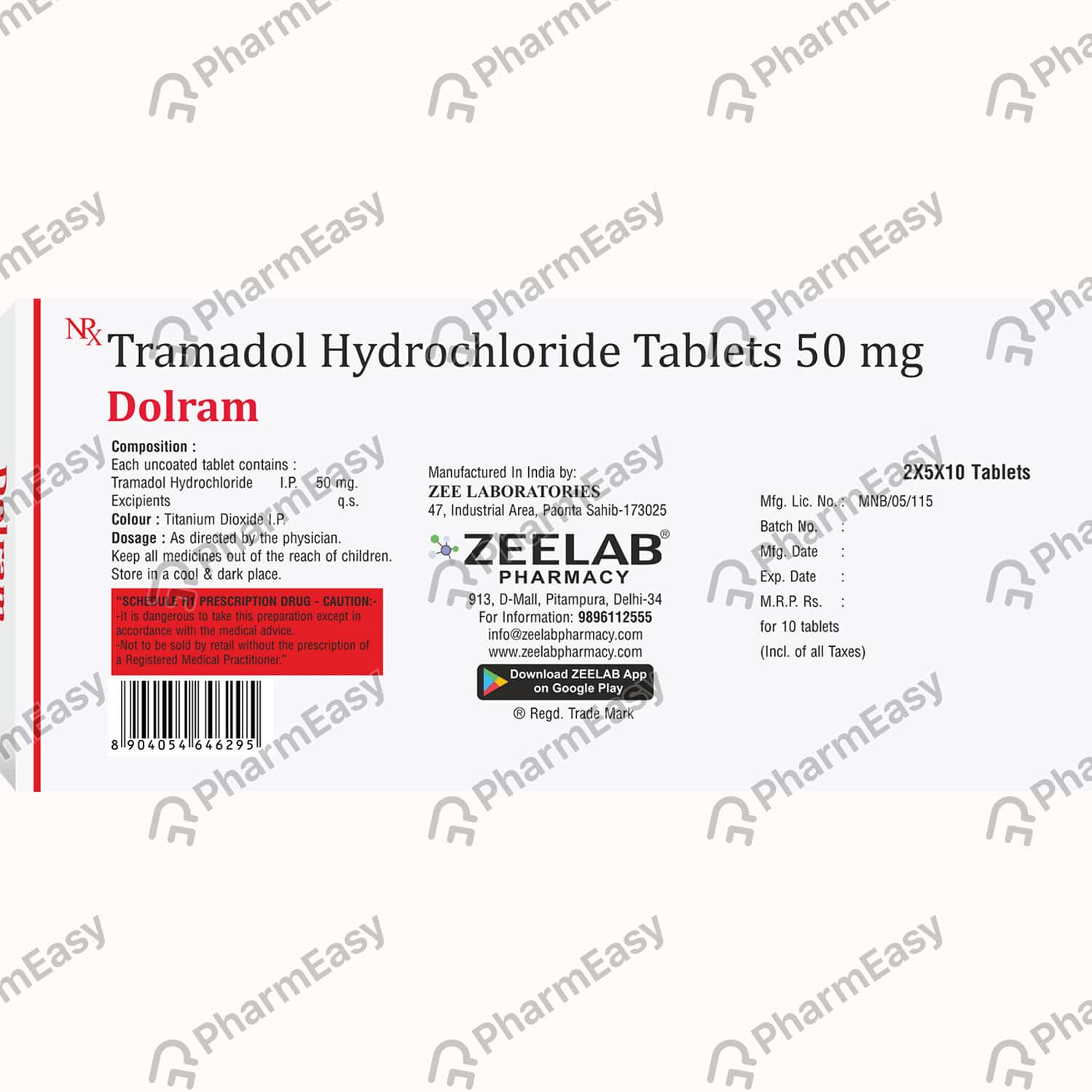 Buy Dolram 50 MG Tablet (10) Online at Flat 15% OFF | PharmEasy