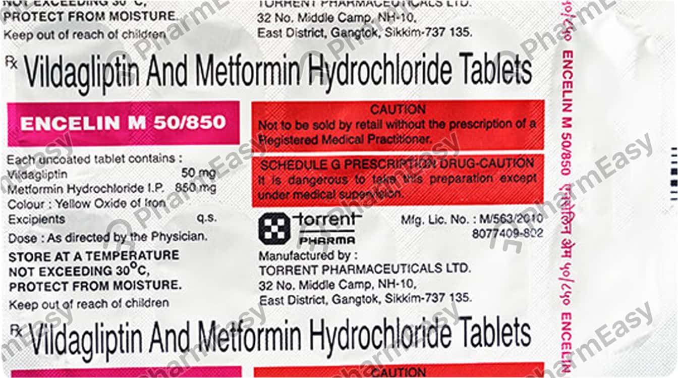 Encelin M 50/850mg Strip Of 10 Tablets: Uses, Side Effects, Price ...