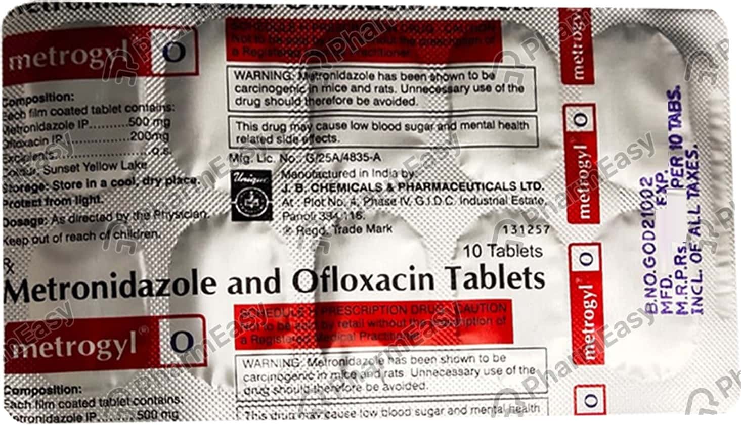Buy Metrogyl O Strip Of 10 Tablets Online at Flat 15% OFF | PharmEasy