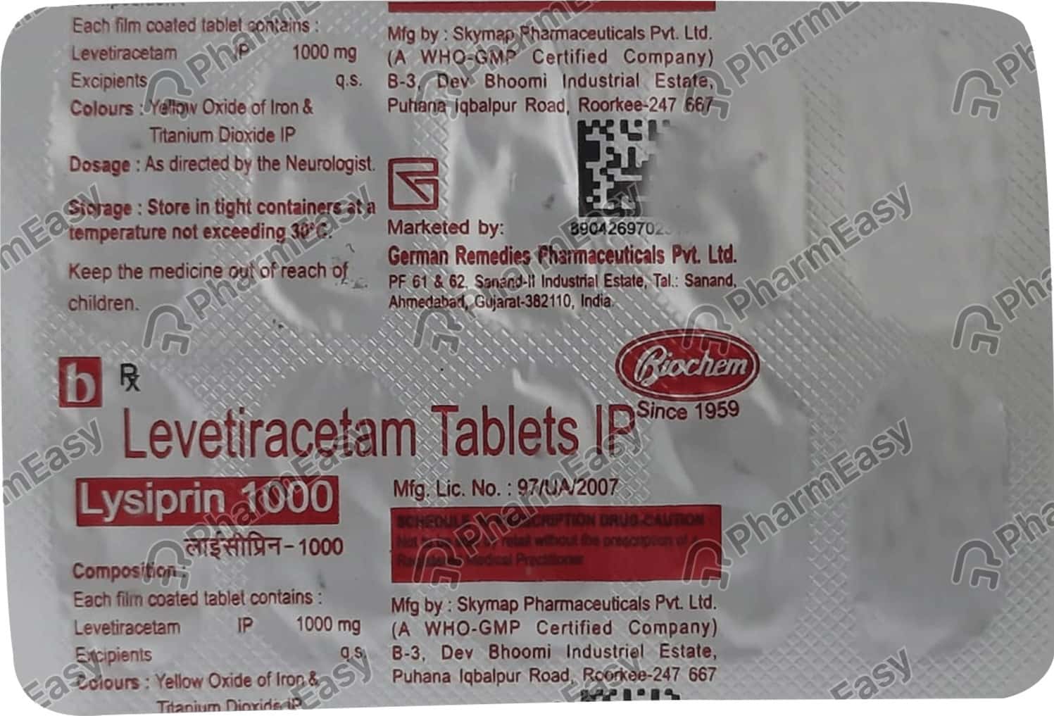 Lysiprin 1000 MG Tablet (10): Uses, Side Effects, Price & Dosage ...