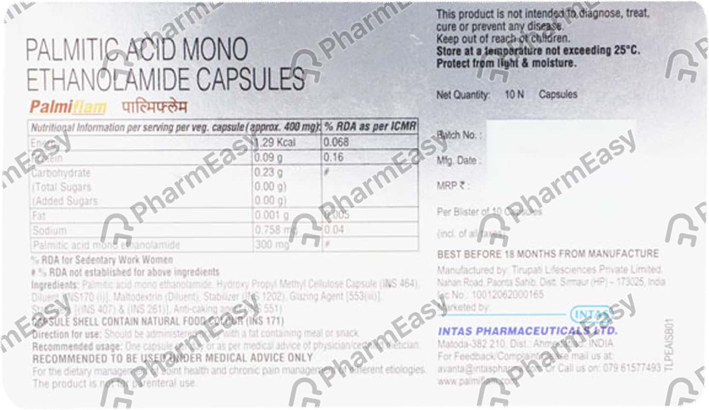 Buy Palmiflam 300 MG Capsule (10) Online at Flat 15% OFF | PharmEasy