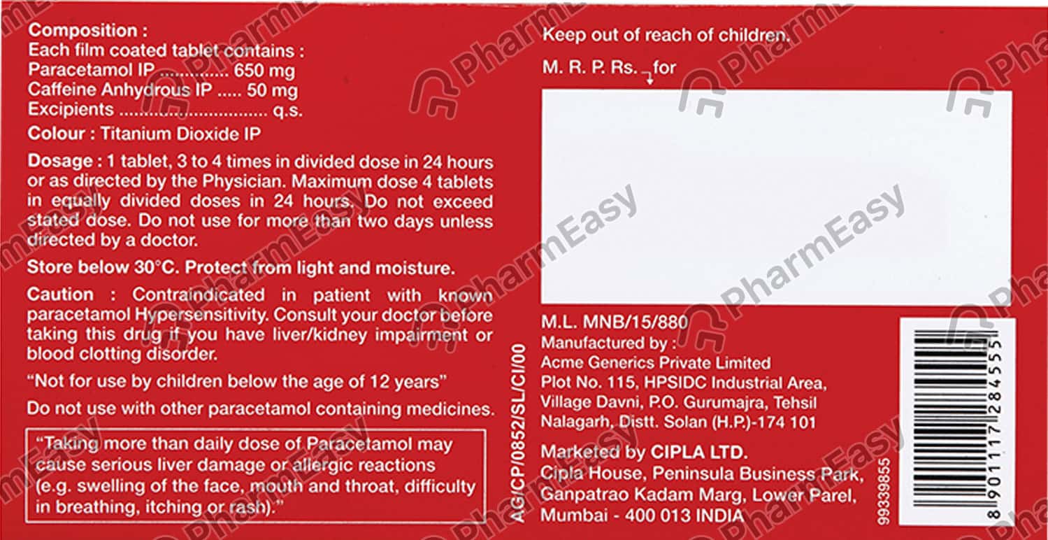 Buy Cipmol Pain Relief Strip Of 10 Tablets Online at Flat 15% OFF ...