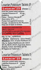 Losacar 25 MG Tablet (15): Uses, Side Effects, Price & Dosage | PharmEasy