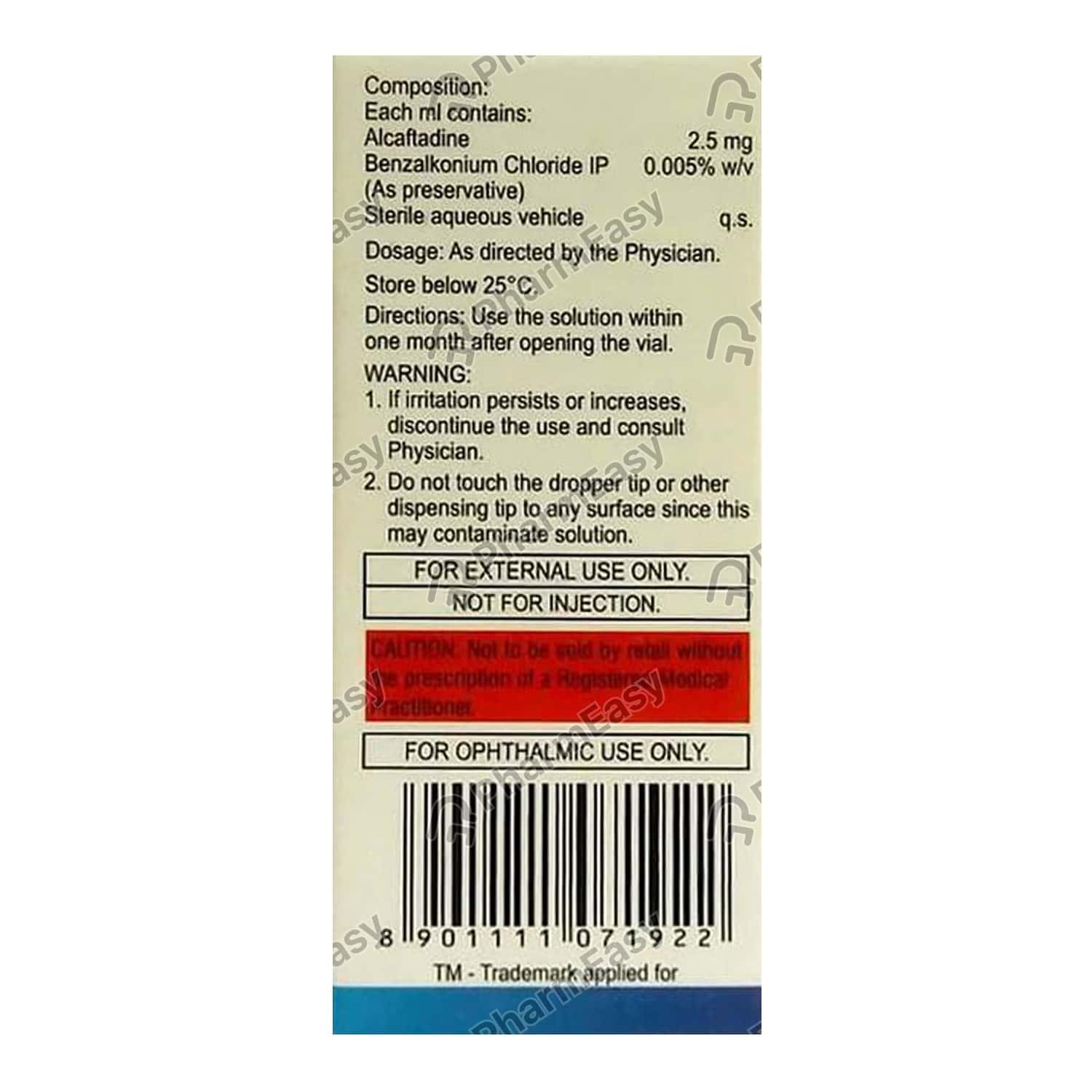 Buy Cafta 0.25 %W/V Eye Drop (5) Online at Flat 18% OFF* | PharmEasy