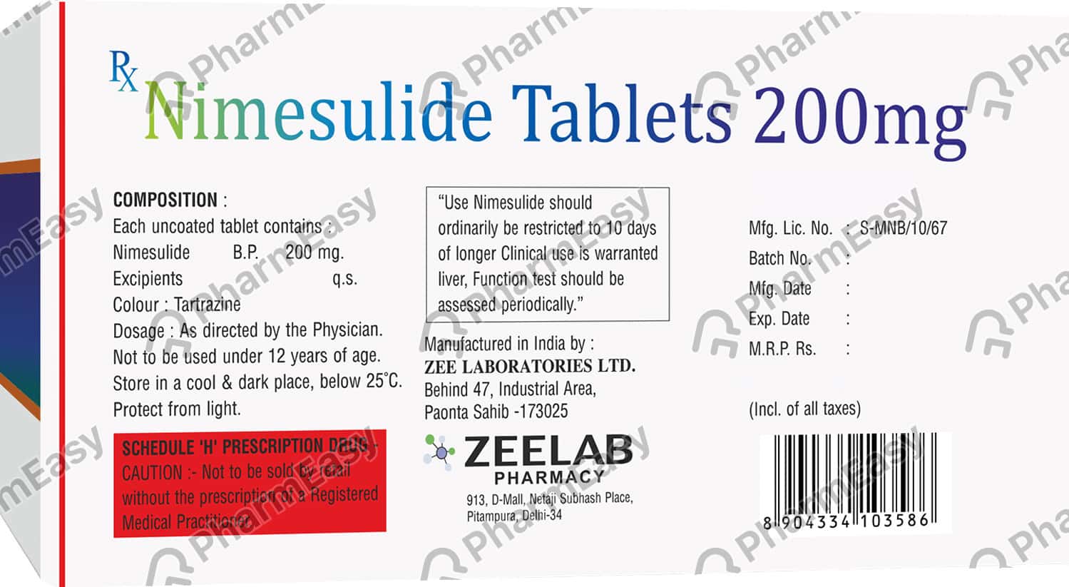 Buy Nimse 200 MG Tablet (10) Online at Flat 15% OFF | PharmEasy