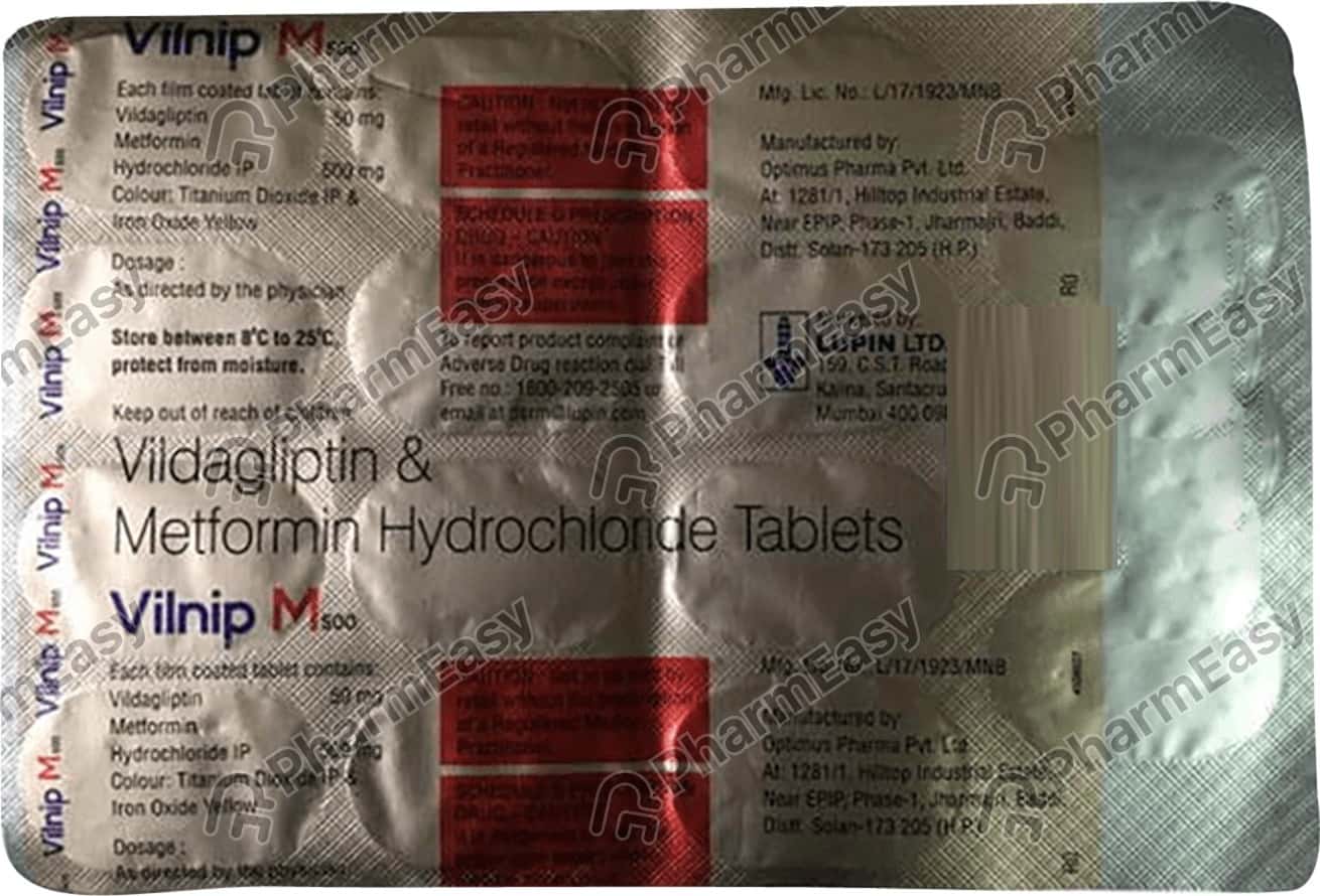 Vilnip M 500mg Strip Of 15 Tablets: Uses, Side Effects, Price & Dosage ...