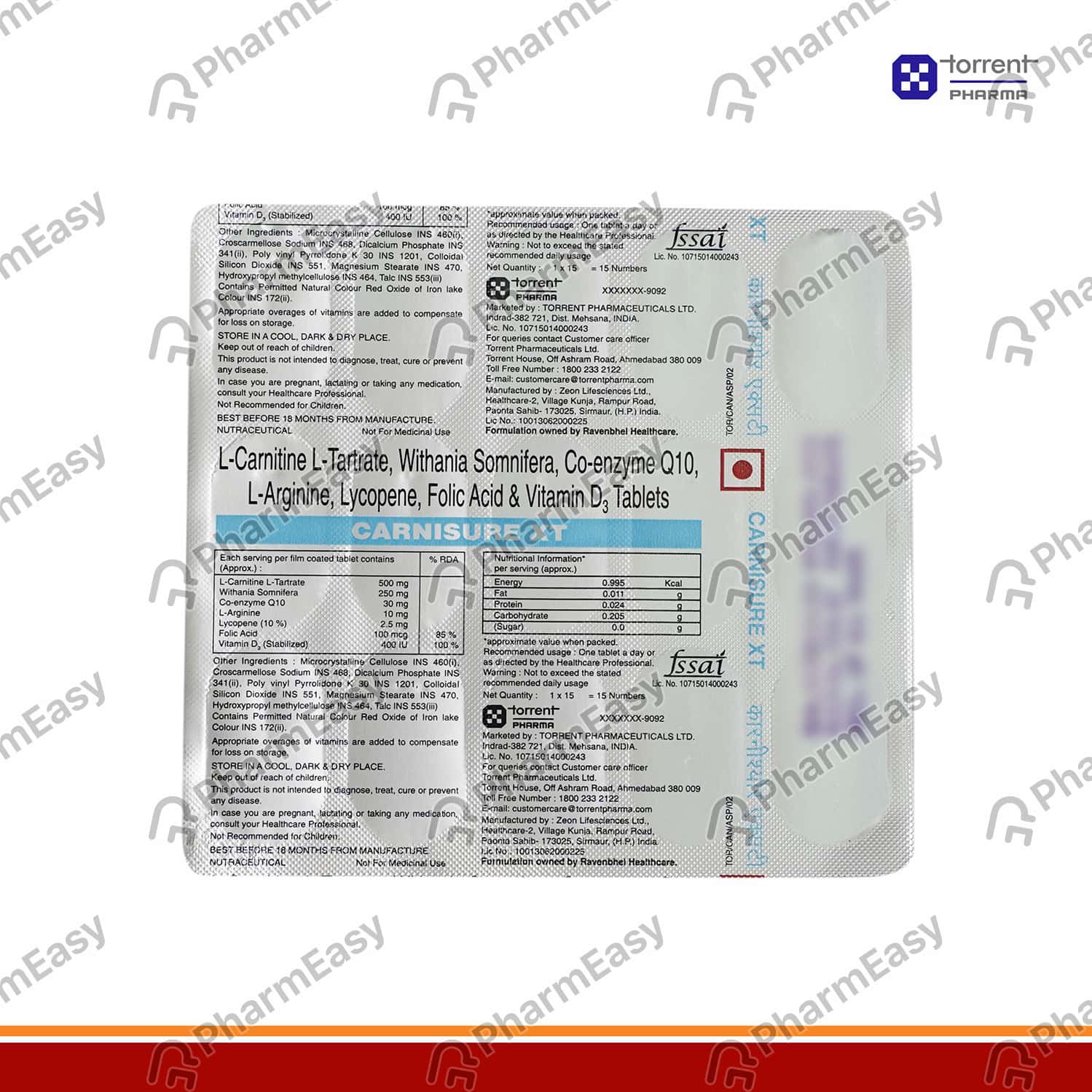 Buy Carnisure Xt Strip Of 15 Tablets Online at Flat 15% OFF | PharmEasy