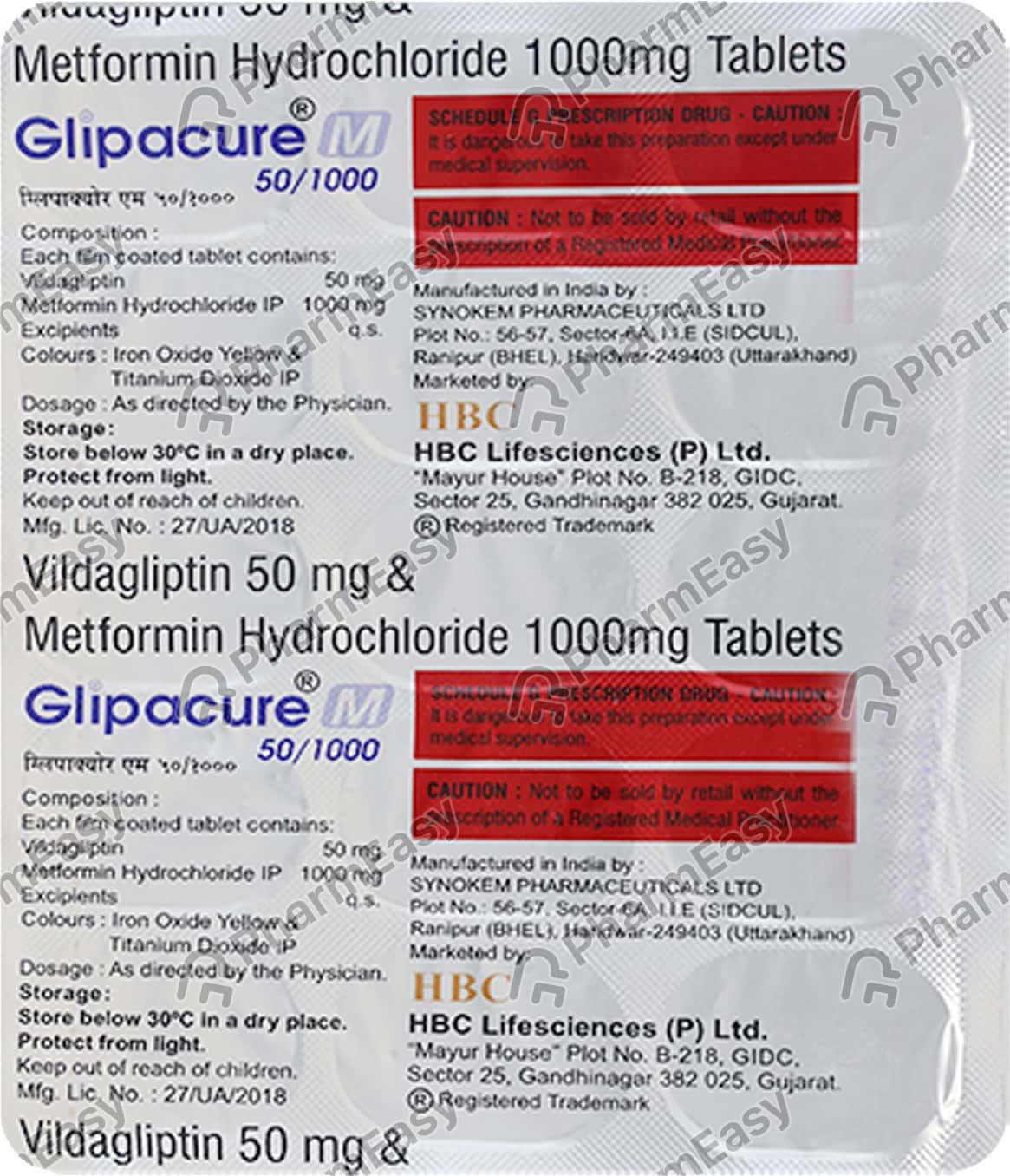 Glipacure M 50/1000mg Strip Of 15 Tablets: Uses, Side Effects, Price ...