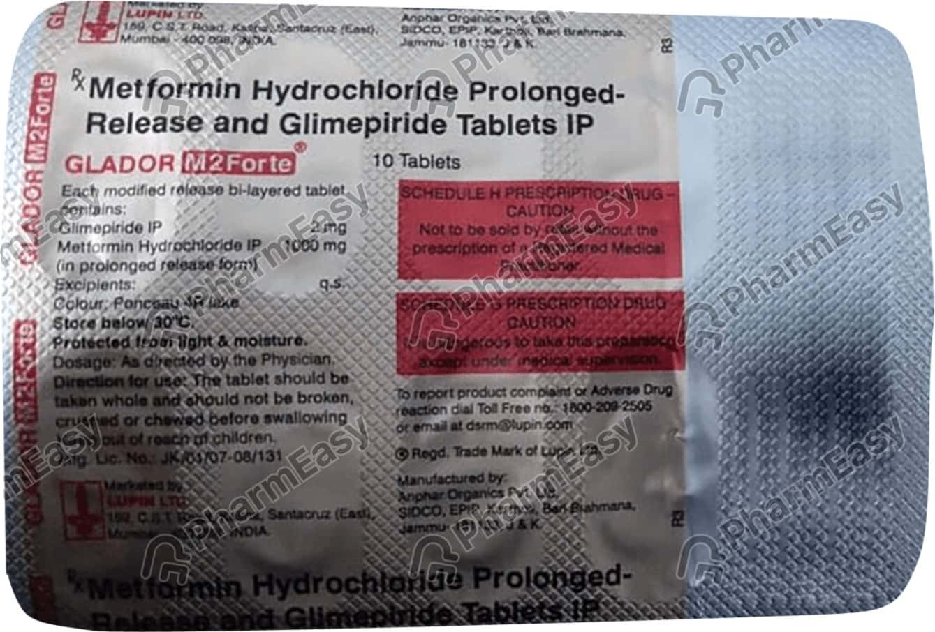 Glador M 2mg Forte Strip Of 15 Tablets: Uses, Side Effects, Price & Dosage | PharmEasy