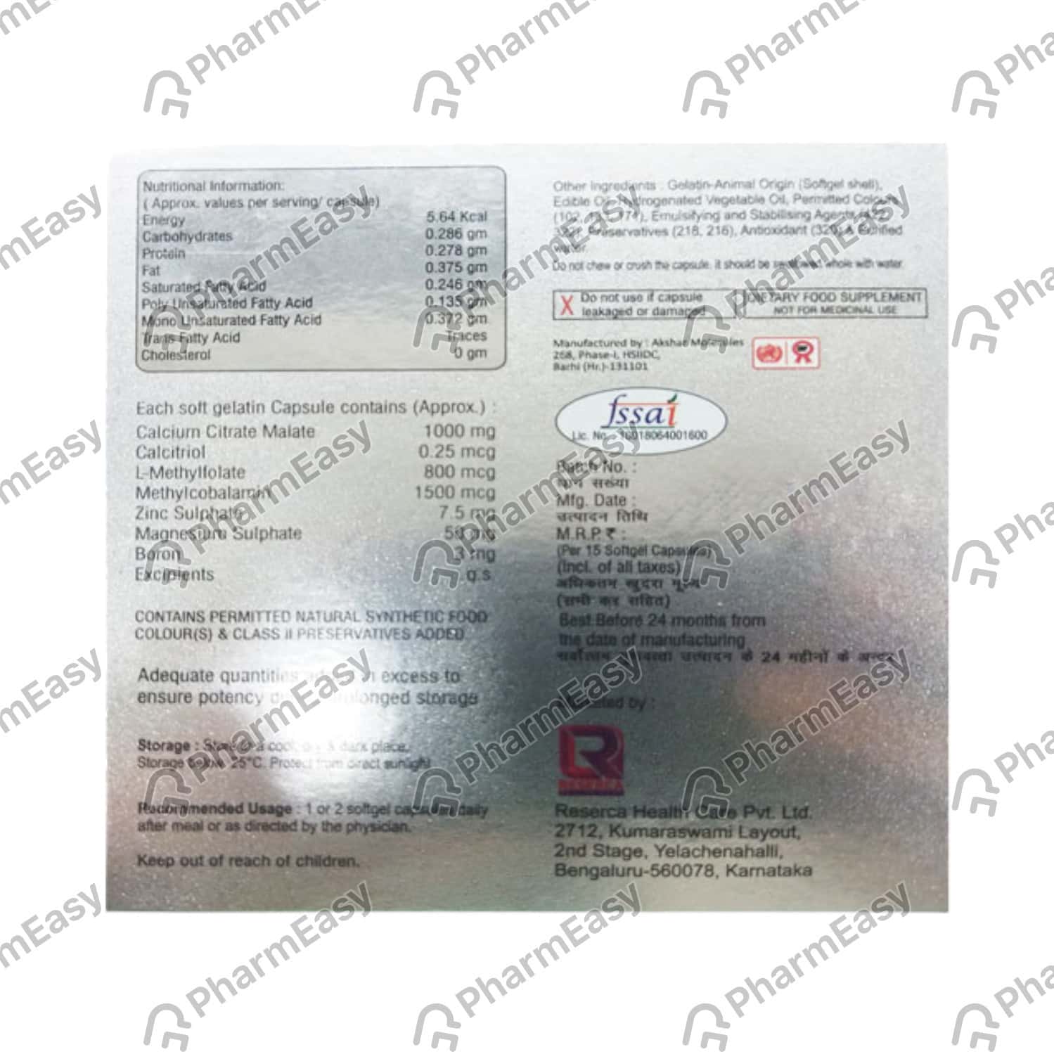 Buy Calcio Strip Of 15 Softgel Capsules Online at Flat 15% OFF | PharmEasy