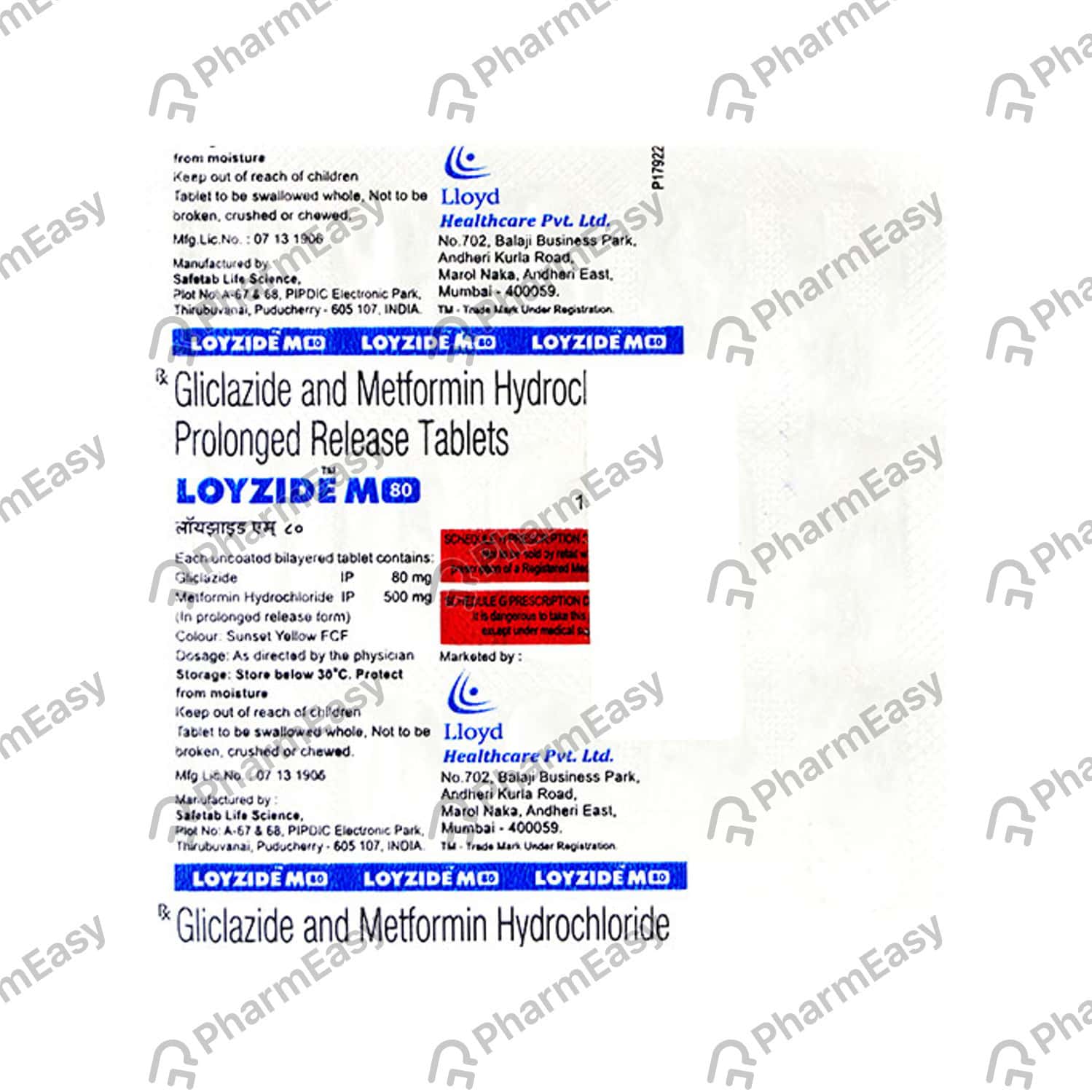 Loyzide M 80/500mg Strip Of 10 Tablets: Uses, Side Effects, Price ...