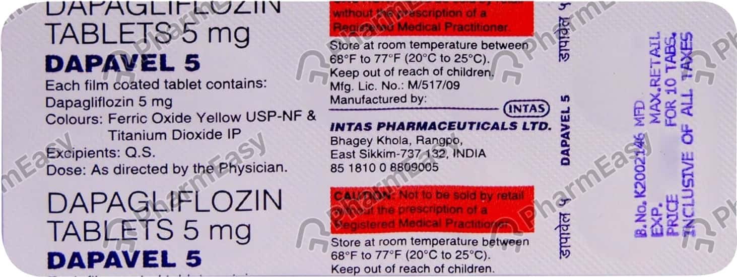 Dapavel 5 MG Tablet (10): Uses, Side Effects, Price & Dosage | PharmEasy