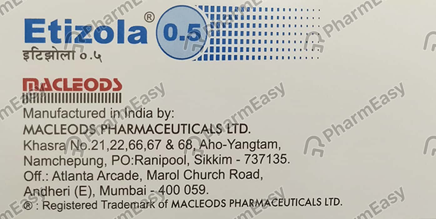 Etizola 0.5 MG Tablet (15): Uses, Side Effects, Price & Dosage | PharmEasy