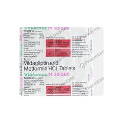 Buy Vildamac M 50/500mg Tablet 15'S Online at Flat 18% OFF* | PharmEasy