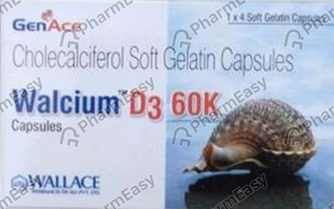 Walcium D3 60k 60000 IU Capsule (4): Uses, Side Effects, Price & Dosage ...