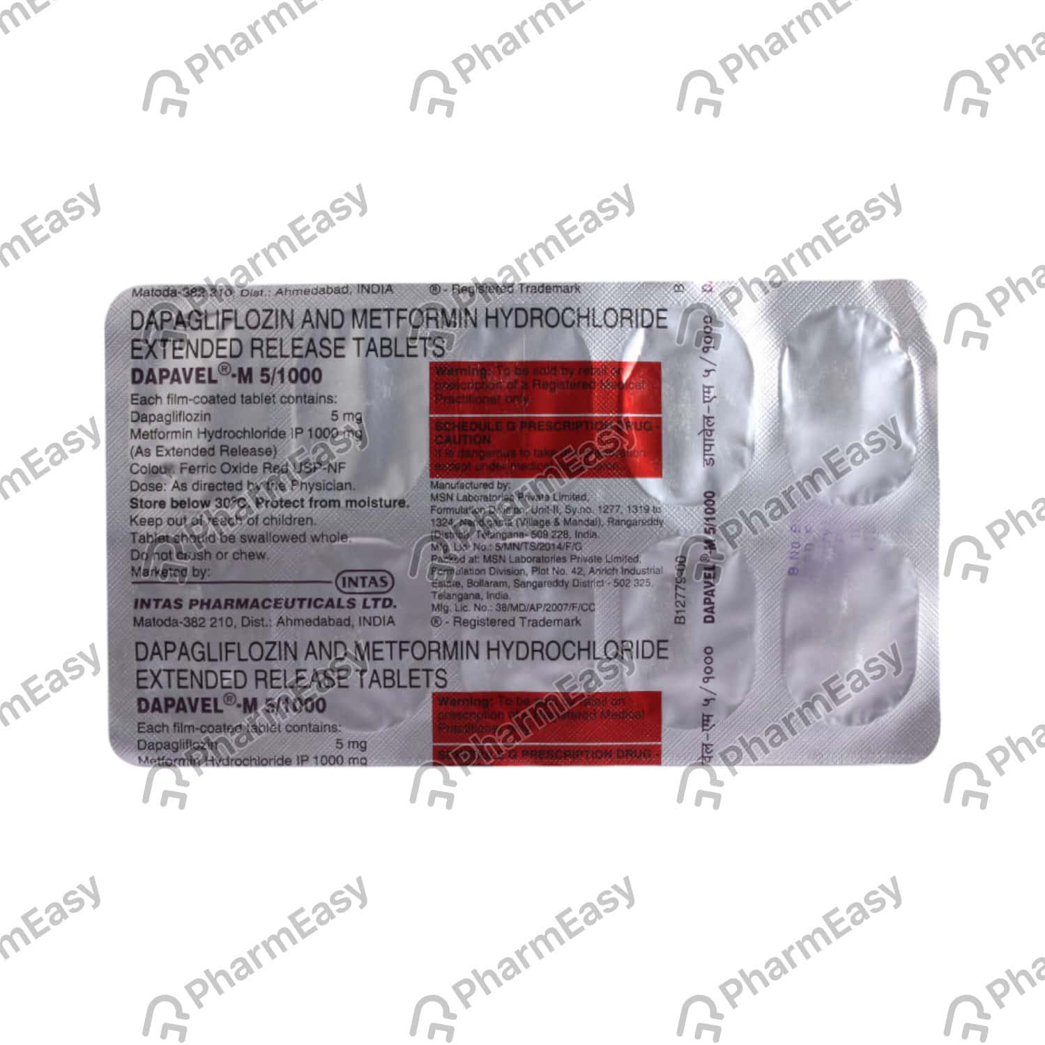 Dapavel M 5/1000mg Strip Of 10 Tablets: Uses, Side Effects, Price ...