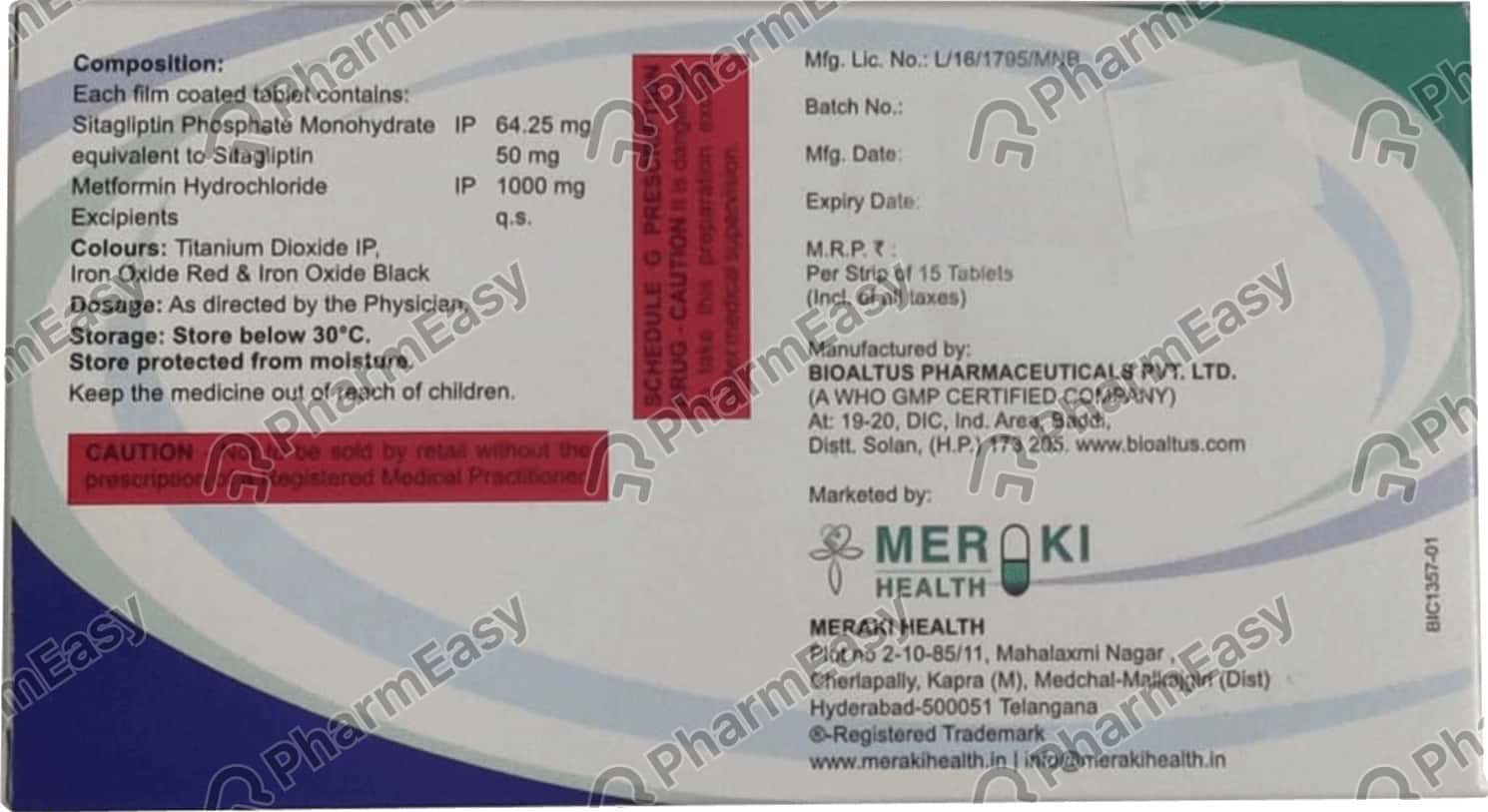 Sitatrack M 50/1000mg Strip Of 15 Tablets: Uses, Side Effects, Price ...