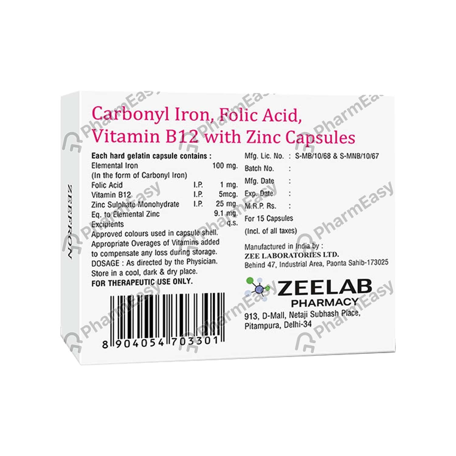 Buy Zeefron Strip Of 15 Capsules Online at Flat 18% OFF* | PharmEasy