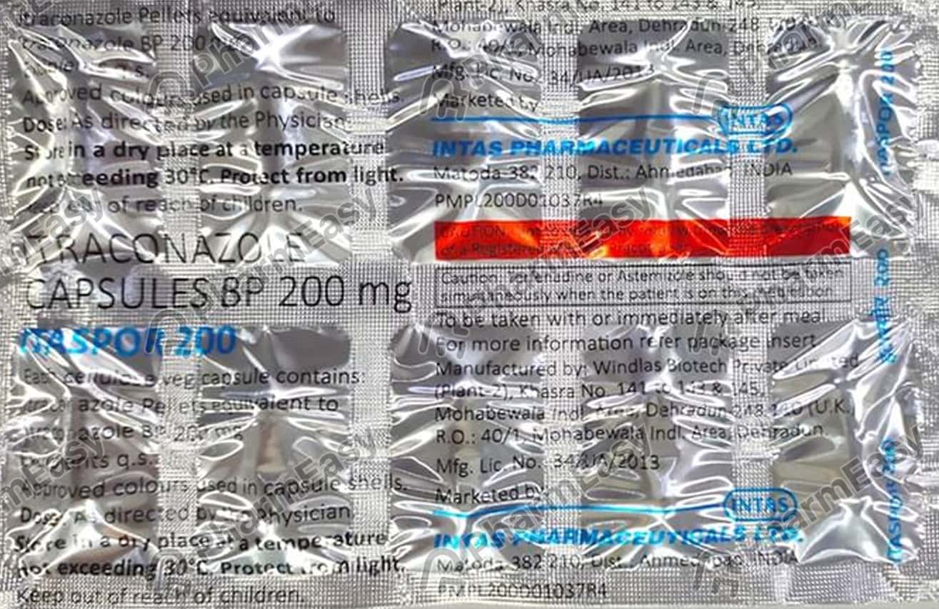 Itaspor 200 MG Capsule (10): Uses, Side Effects, Price & Dosage | PharmEasy