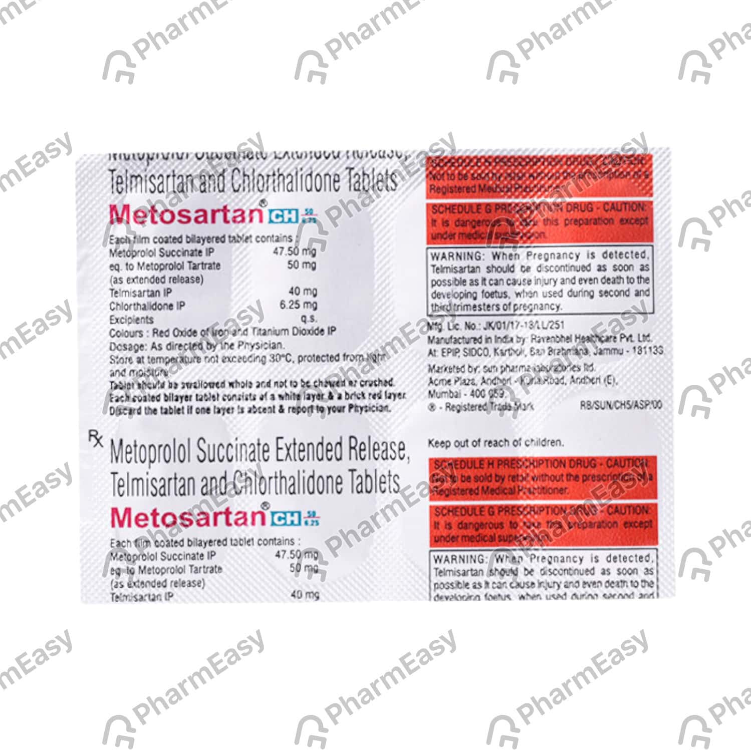 Metosartan Ch 50/6.25mg Strip Of 10 Tablets: Uses, Side Effects, Price ...