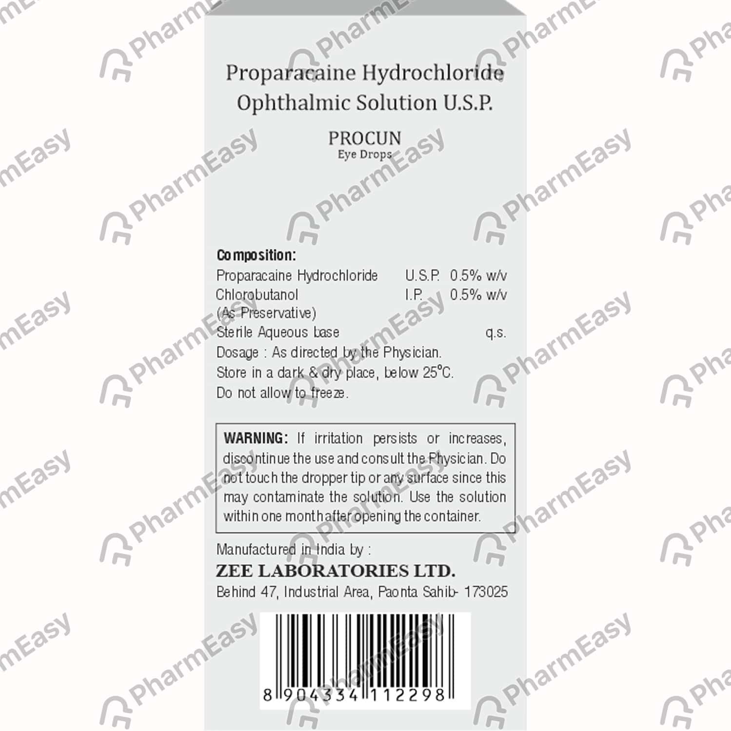 Buy Procun 0.5 %W/V Eye Drop (5) Online at Flat 15% OFF | PharmEasy