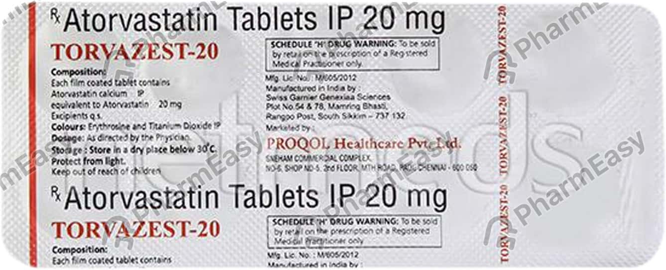 Torvazest 20 MG Tablet (10): Uses, Side Effects, Price & Dosage | PharmEasy