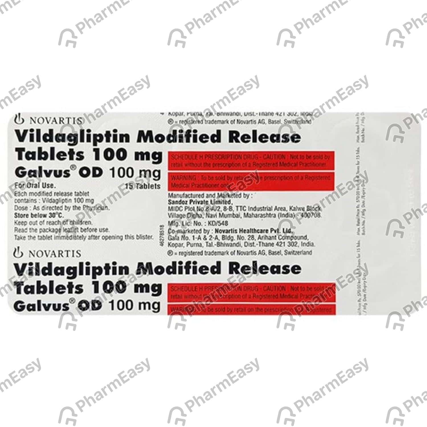 Galvus Od 100 MG Tablet (15): Uses, Side Effects, Price & Dosage ...