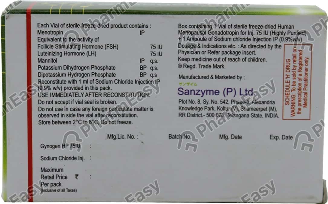 Gynogen Hp 75 IU Powder For Injection (1): Uses, Side Effects, Price ...