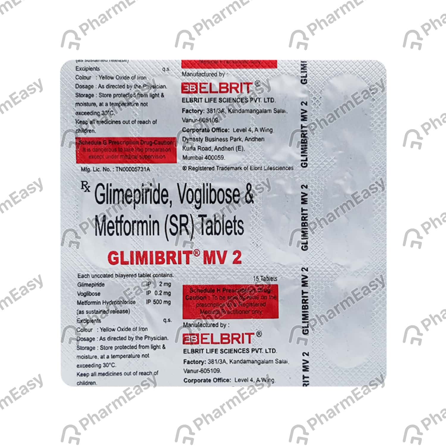 Glimibrit Mv 2mg Strip Of 15 Tablets: Uses, Side Effects, Price ...