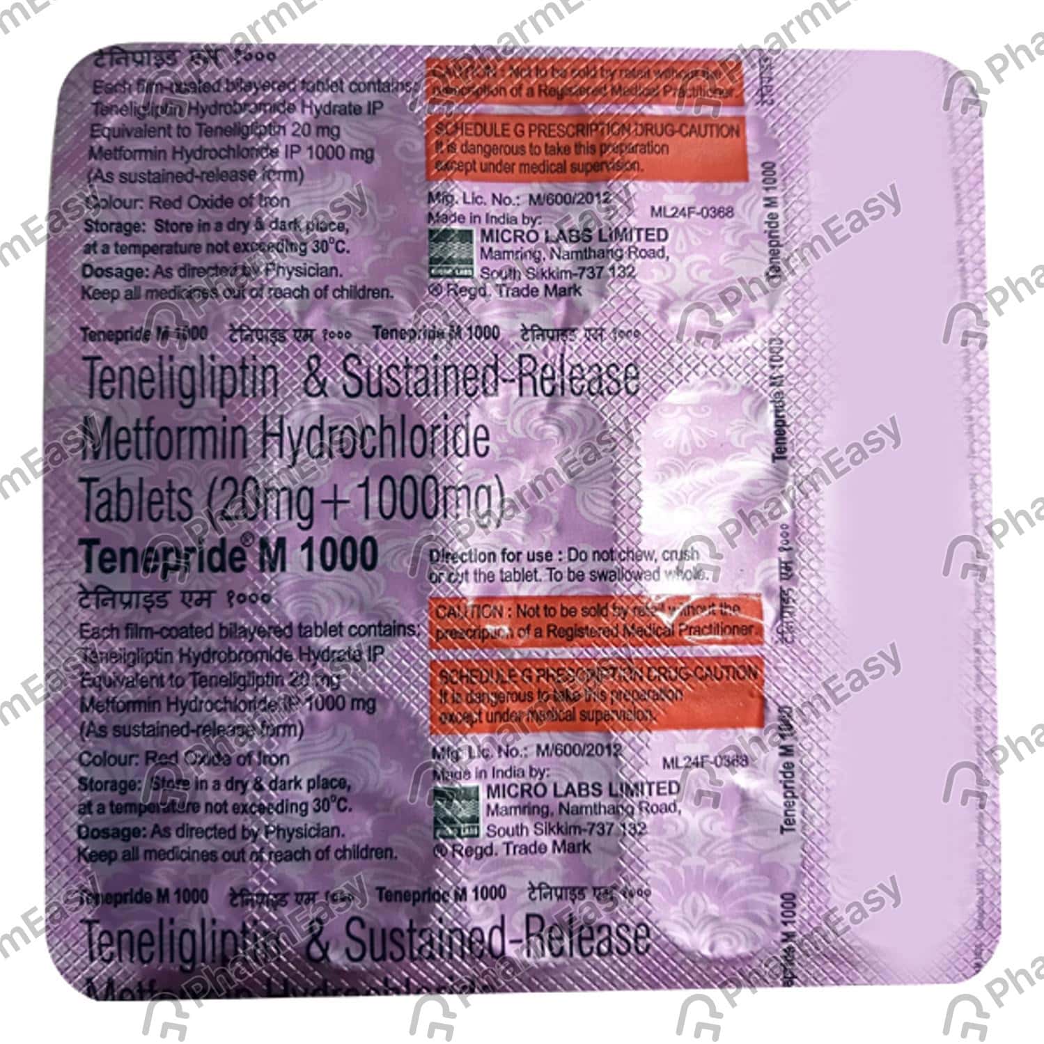 Buy Tenepride M 1000mg Strip Of 15 Tablets Online at Flat 15% OFF | PharmEasy