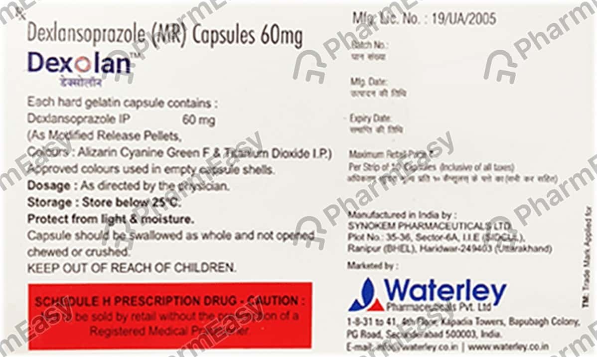 Dexolan 60 MG Capsule (10): Uses, Side Effects, Price & Dosage | PharmEasy