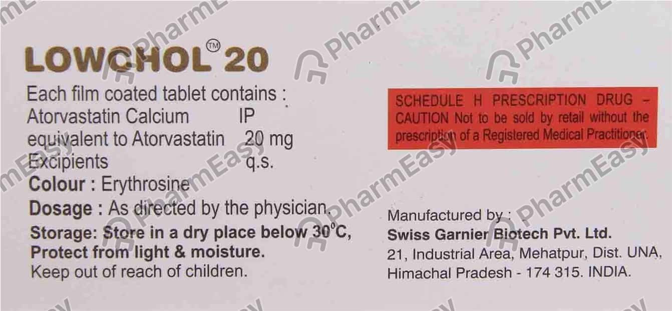 Lowchol 20 MG Tablet (10): Uses, Side Effects, Price & Dosage | PharmEasy