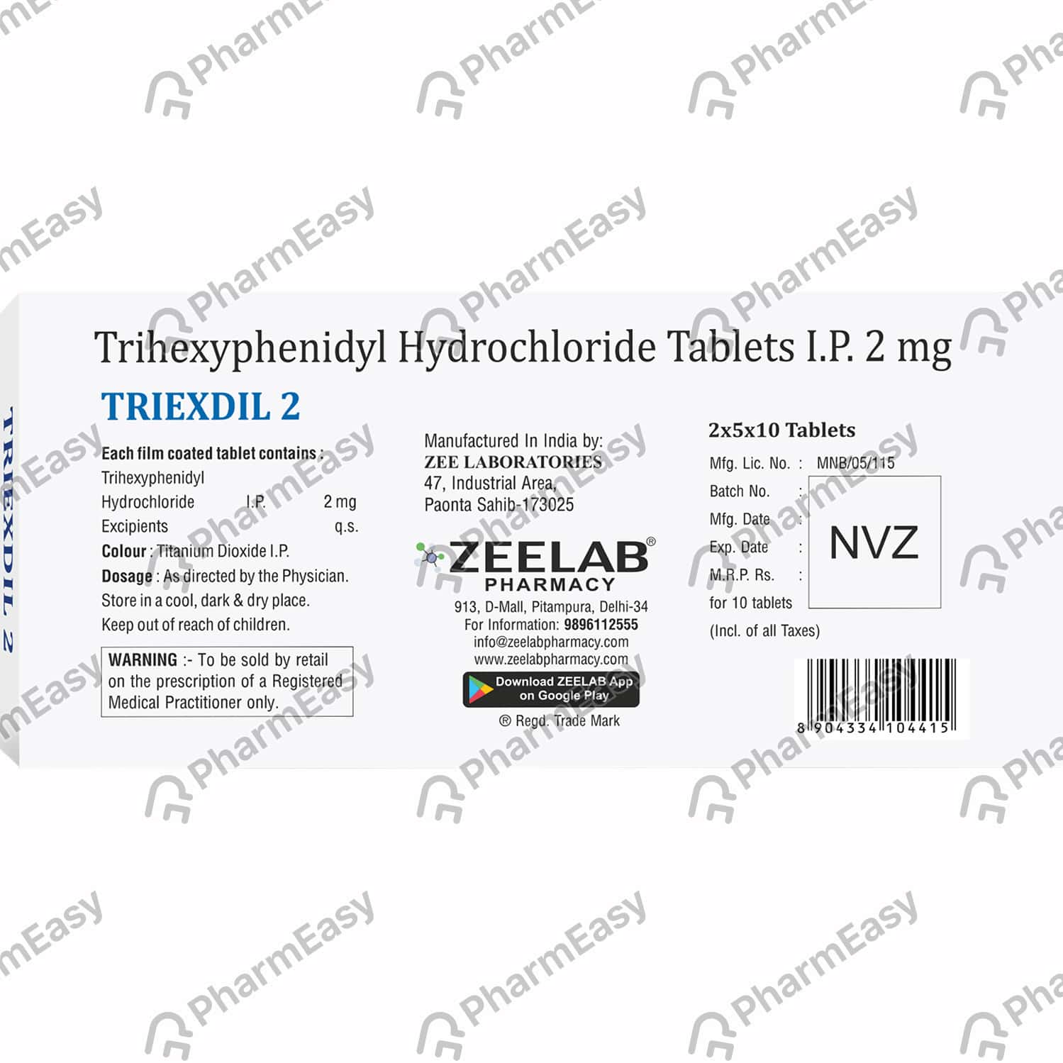 Buy Triexdil 2 MG Tablet (10) Online at Flat 15% OFF | PharmEasy