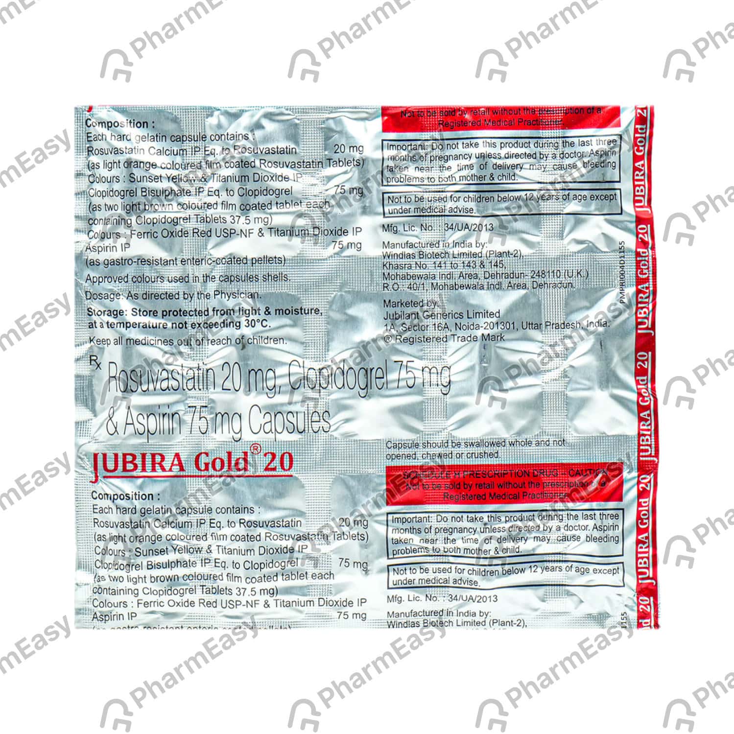 Jubira Gold 20mg Strip Of 15 Capsules: Uses, Side Effects, Price ...