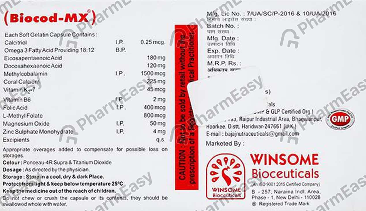 Buy Biocod Mx Strip Of 10 Capsules Online at Flat 15% OFF | PharmEasy