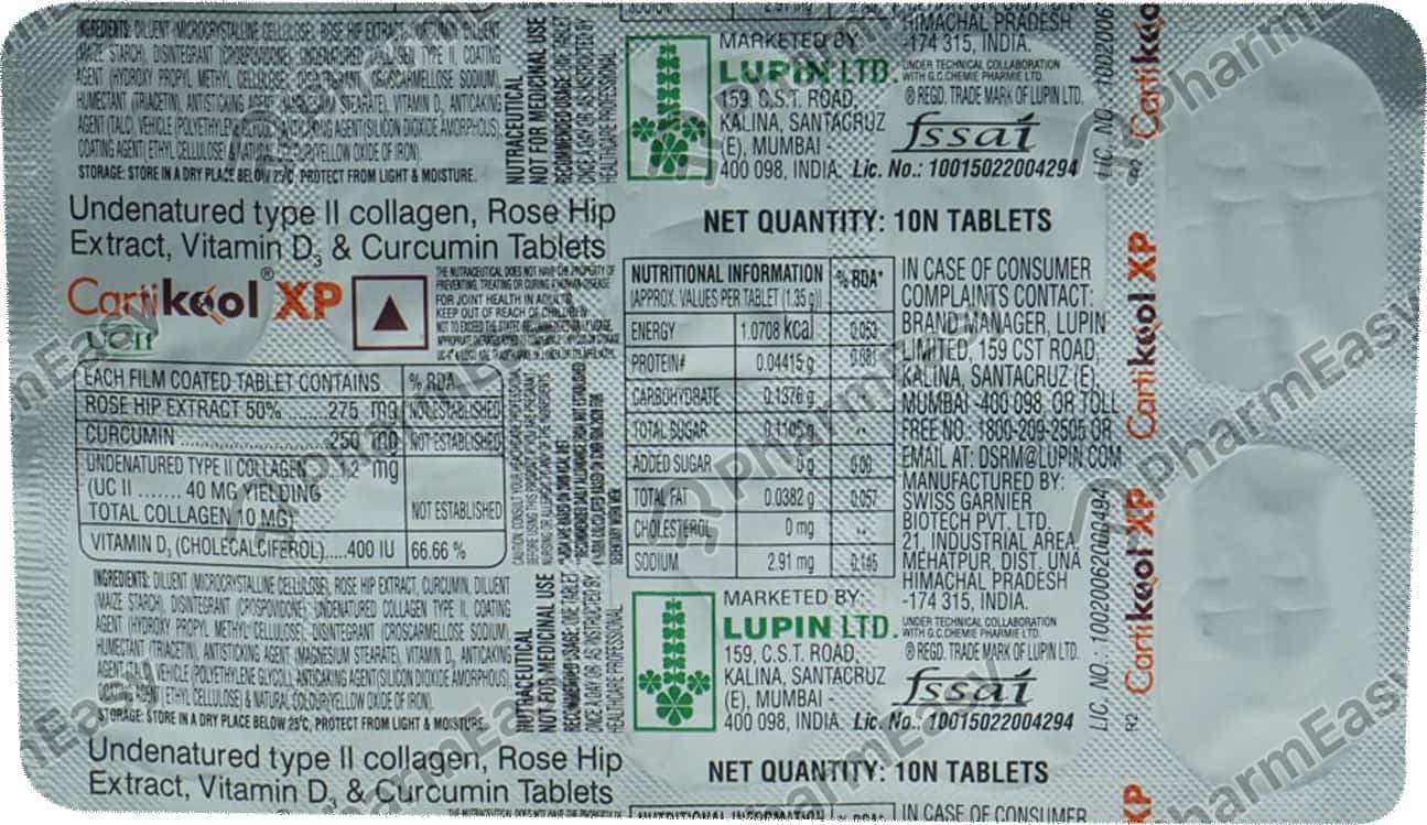 Buy Cartikool Xp Strip Of 10 Tablets Online at Flat 15% OFF | PharmEasy